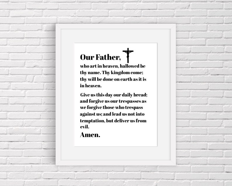 Lord's Prayer Print, Our Father Prayer Printable, Bible Wall Art - Etsy