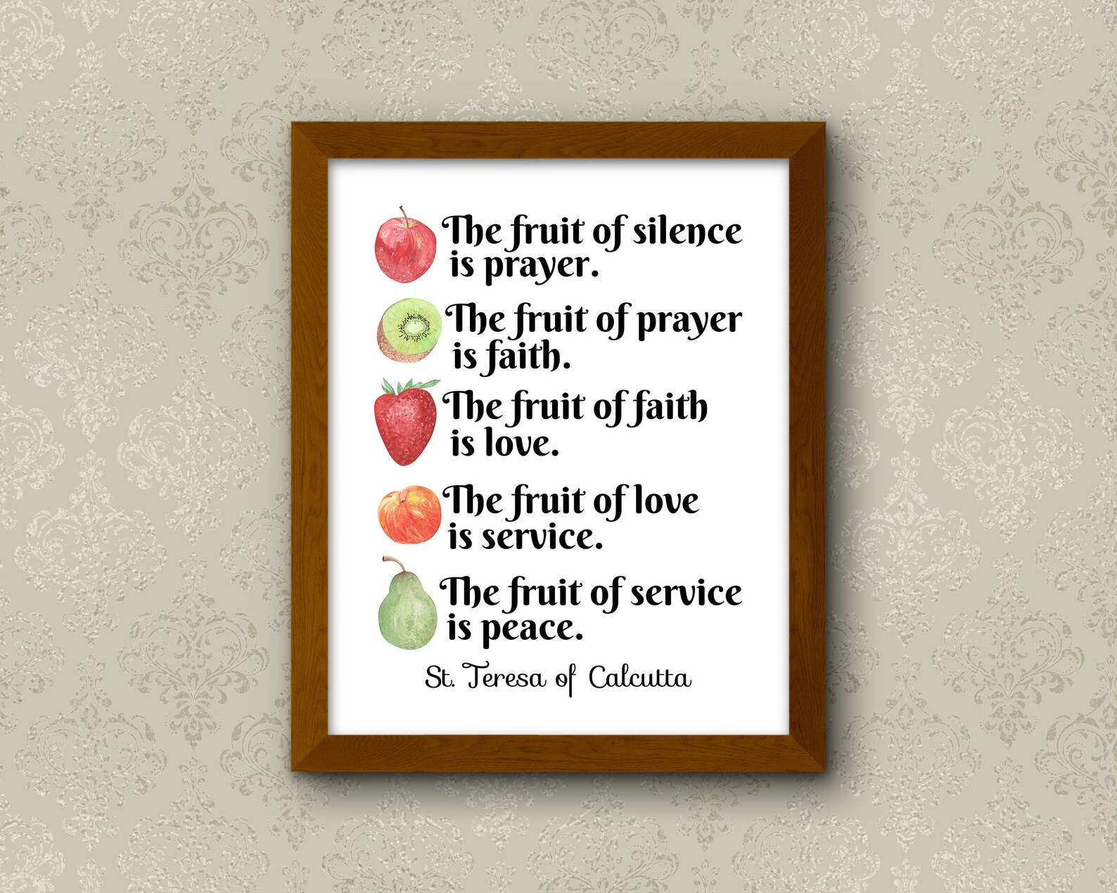 Mother Teresa Quote Print, Fruit of Silence, Prayer, Faith, Love ...