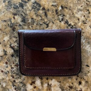 Maroon Burgundy Leather Coin Purse Tiny Pouch Wallet Credit Card Wallet ...
