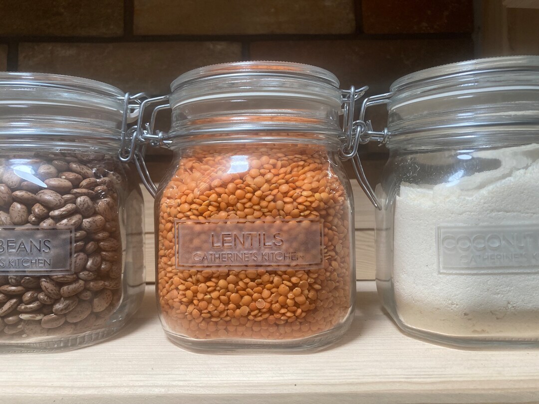Engraved Kitchen Canisters, Custom Pantry Labels, Engraved Glass ...