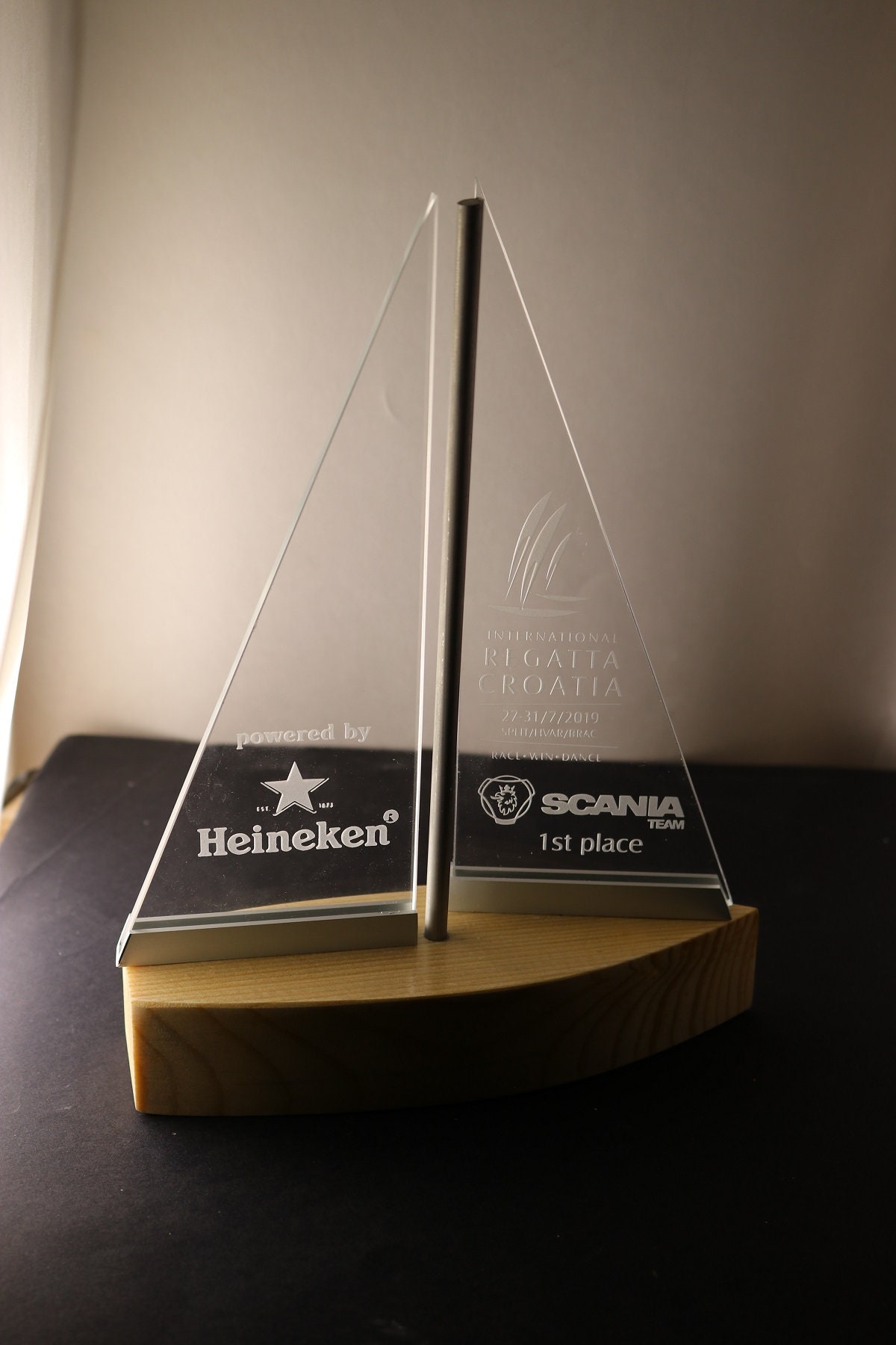 Premium Sailing Trophy Sailing Award Engraved Glass Trophy Yacht Award ...