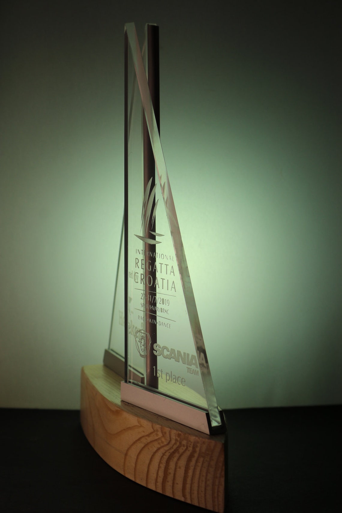Premium Sailing Trophy Sailing Award Engraved Glass Trophy Yacht Award ...