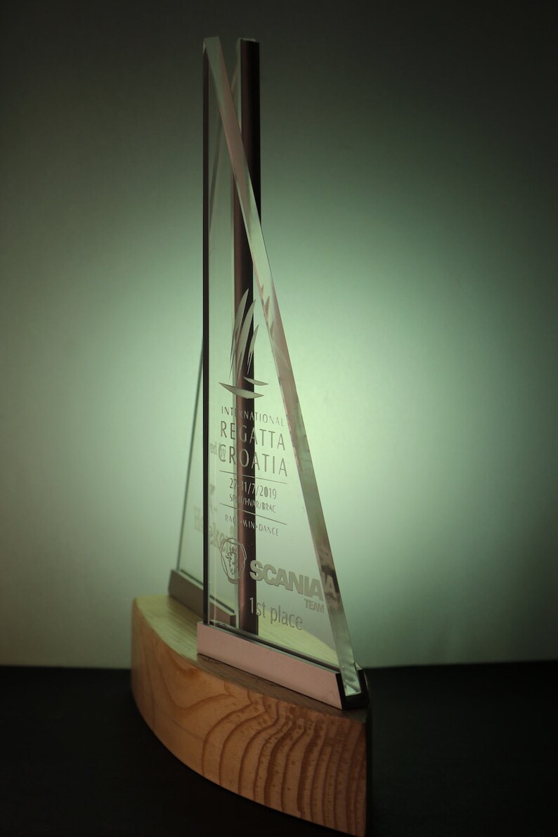 Premium Sailing Trophy | Sailing Award | Engraved Glass Trophy | Yacht ...