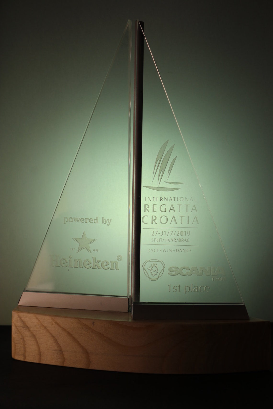 Premium Sailing Trophy Sailing Award Engraved Glass Trophy Yacht Award ...