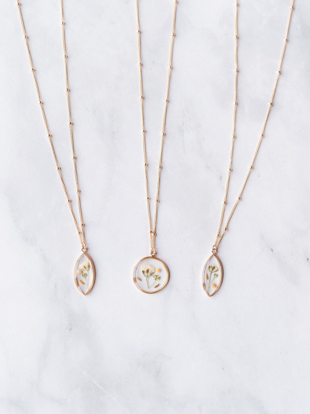 Fertility Necklace: Gold Filled Resin Pendant With Baby's Breath - Etsy
