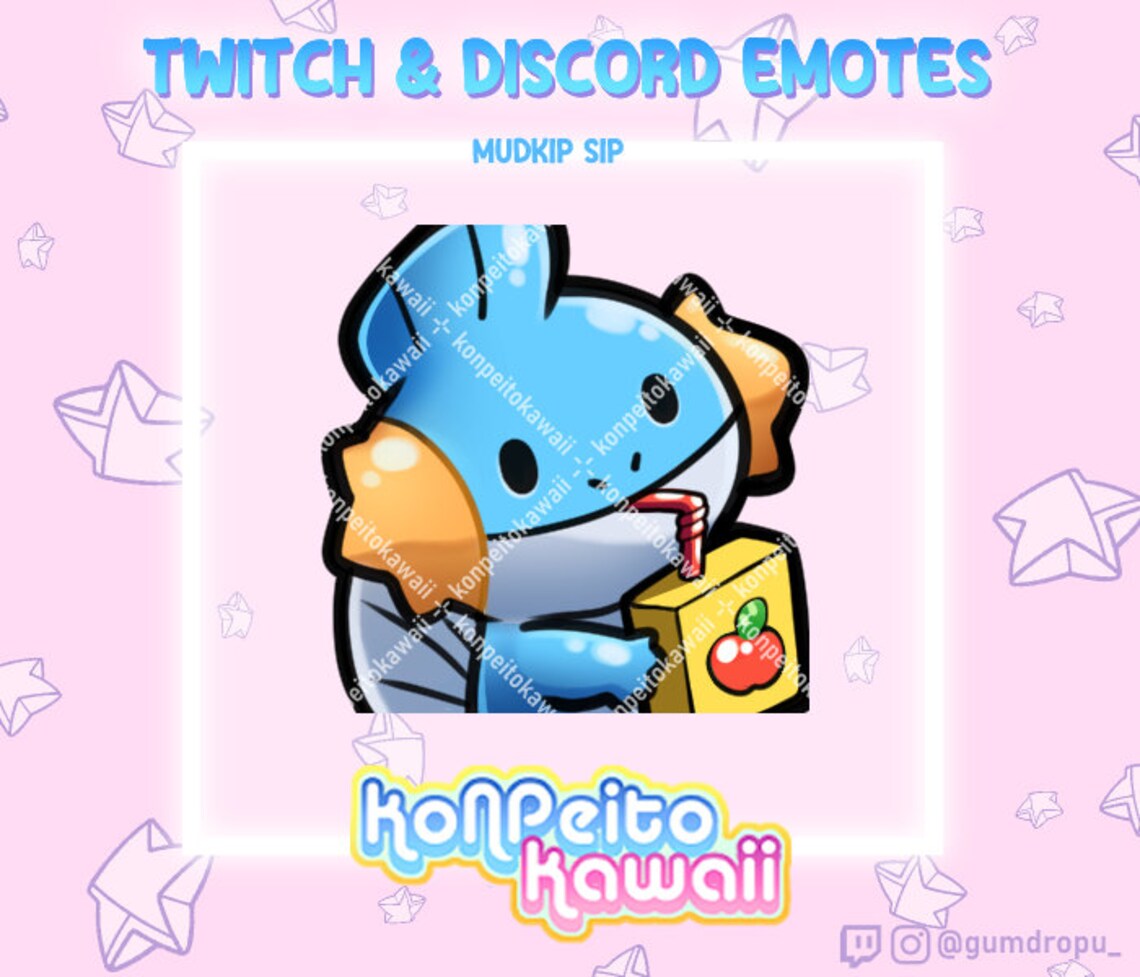 Mudkip Sip Emote - Pokemon Emote - Mudkip Emote - Compatible With ...