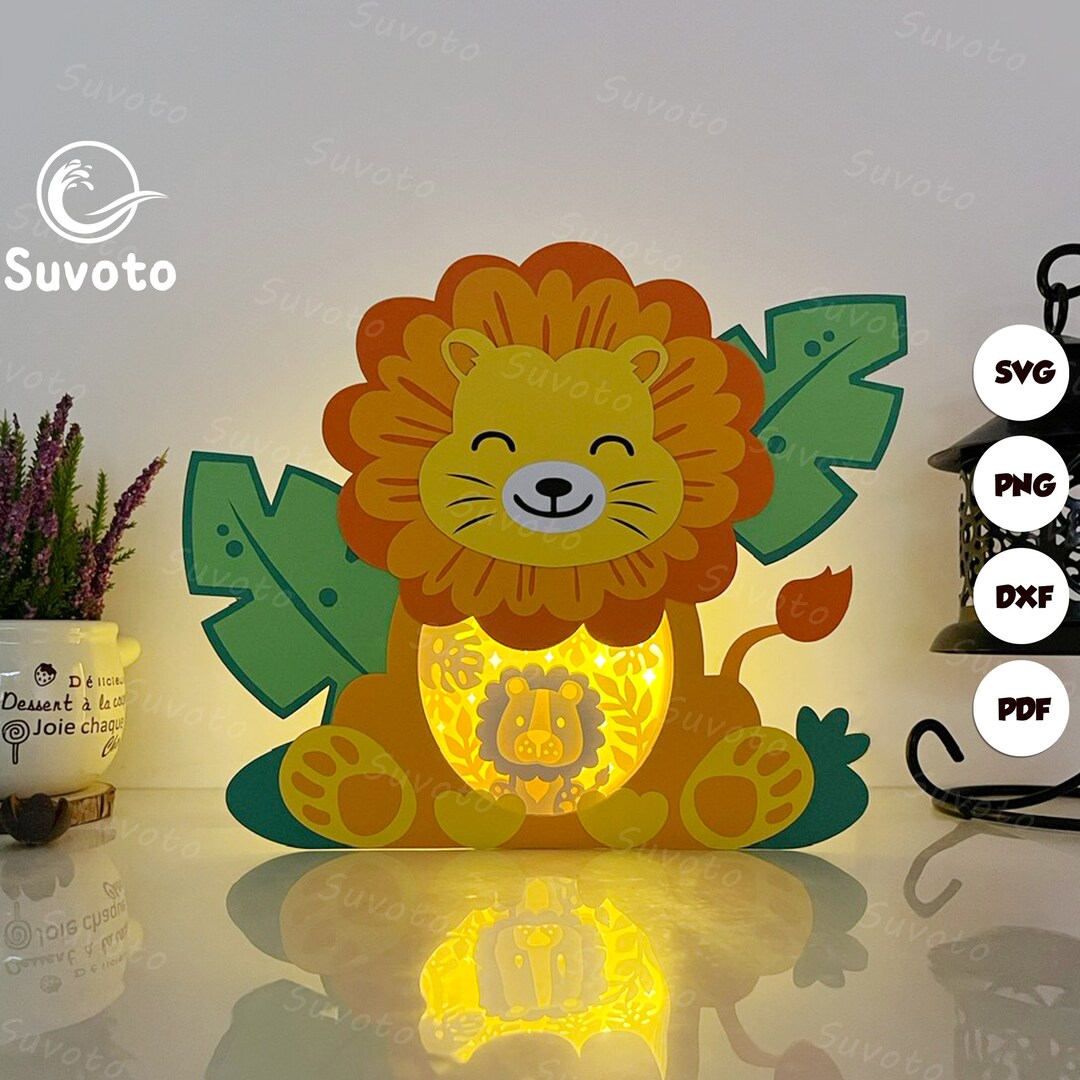 Lion Box Files, Paper Cut Light Box Template Files, 3D Papercut Lion ...