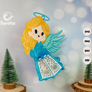 Lantern Angel 4 Files, Paper Cut Light Box Template Files, 3D Papercut ...