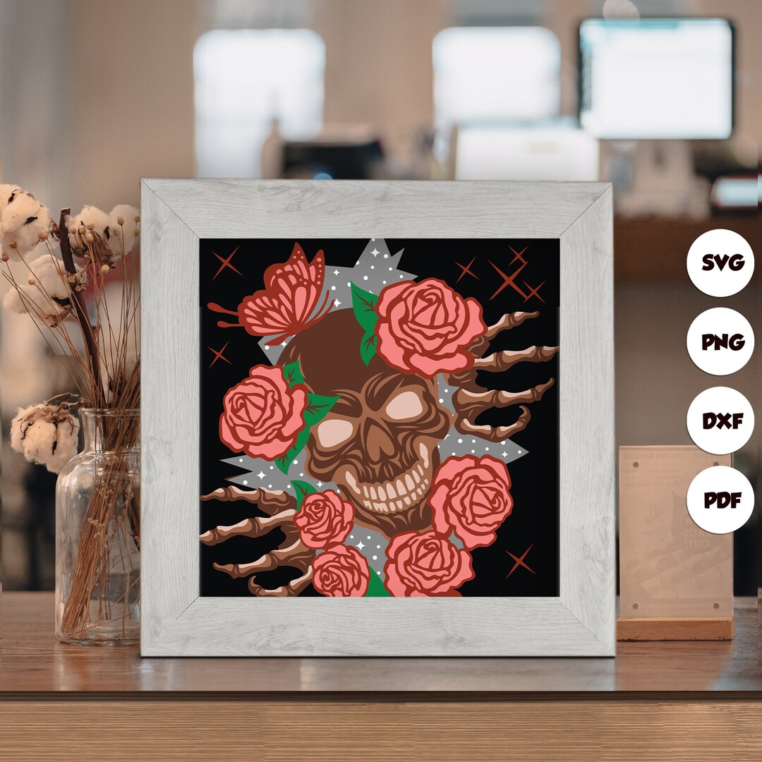Halloween Skeleton Shadow Box Files, Paper Cut Light Box Template Files ...