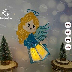 Lantern Angel 4 Files, Paper Cut Light Box Template Files, 3D Papercut ...