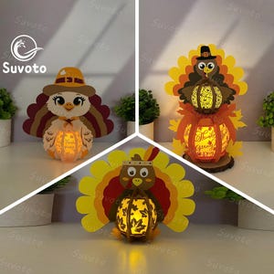 Pack 3 Lantern Thanksgiving Day Files, Paper Cut Light Box Template ...
