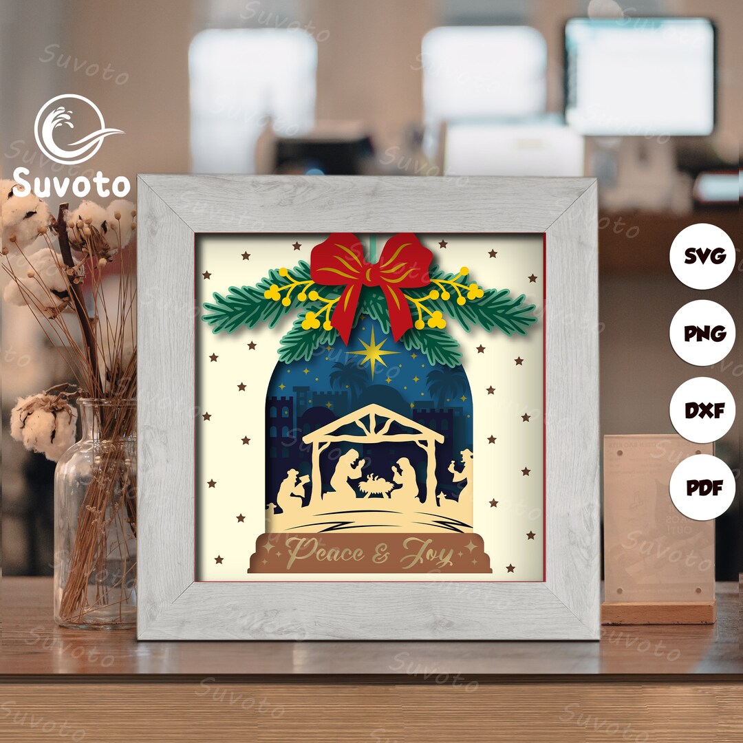 Nativity Scene Shadow Box Files, Paper Cut Light Box Template Files, 3D ...