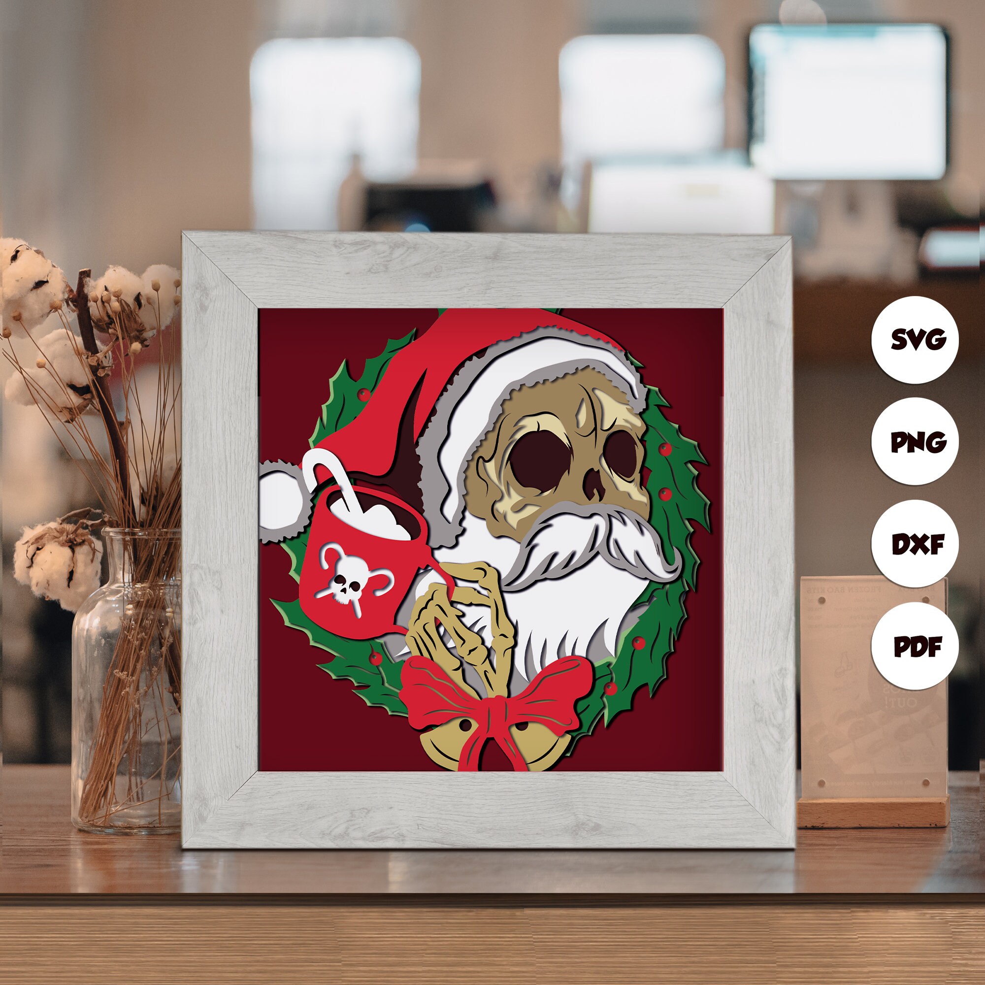 Santa Claus Shadow Box Files Paper Cut Light Box Template - Etsy