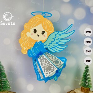 Lantern Angel 4 Files, Paper Cut Light Box Template Files, 3D Papercut ...