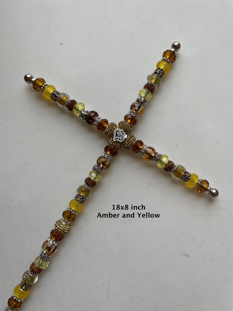 Beautiful Beaded Cross Garden Stake - Etsy