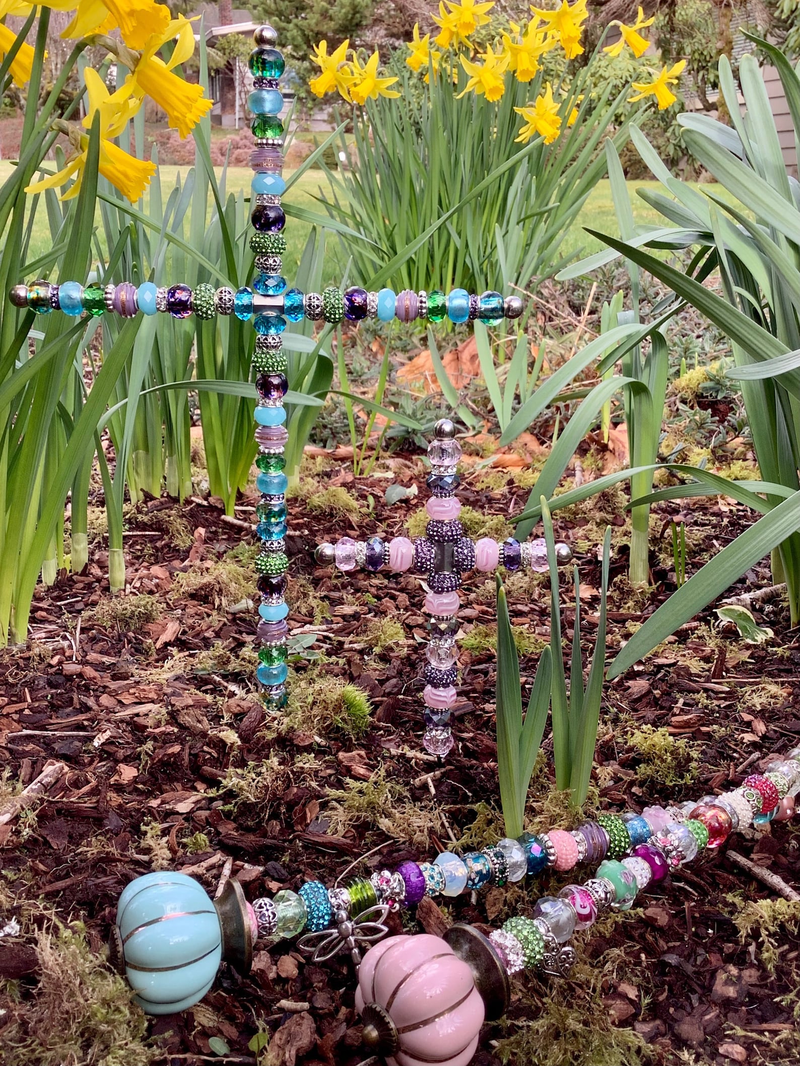 Beautiful Beaded Cross Garden Stake - Etsy
