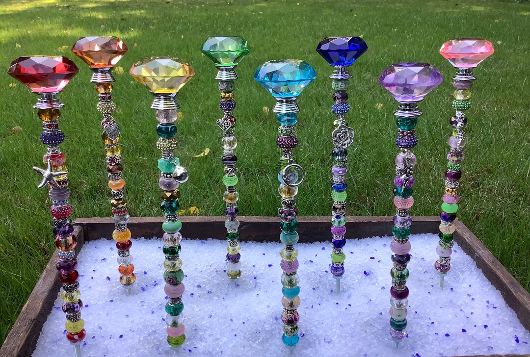 14'’ Beaded Fairy Garden Stakes - Etsy