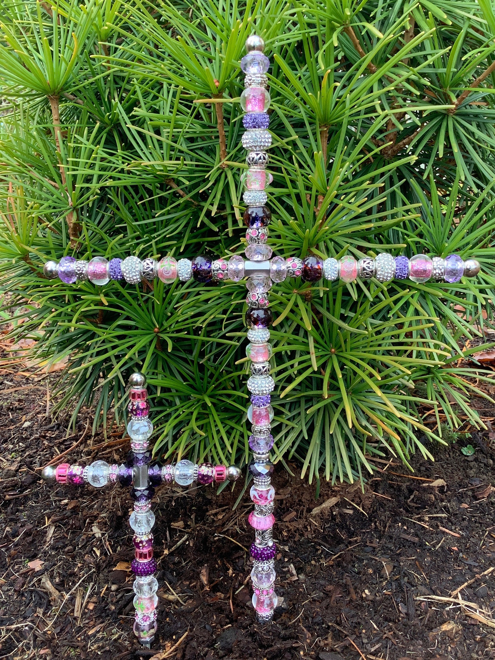 Beautiful Beaded Cross Garden Stake - Etsy