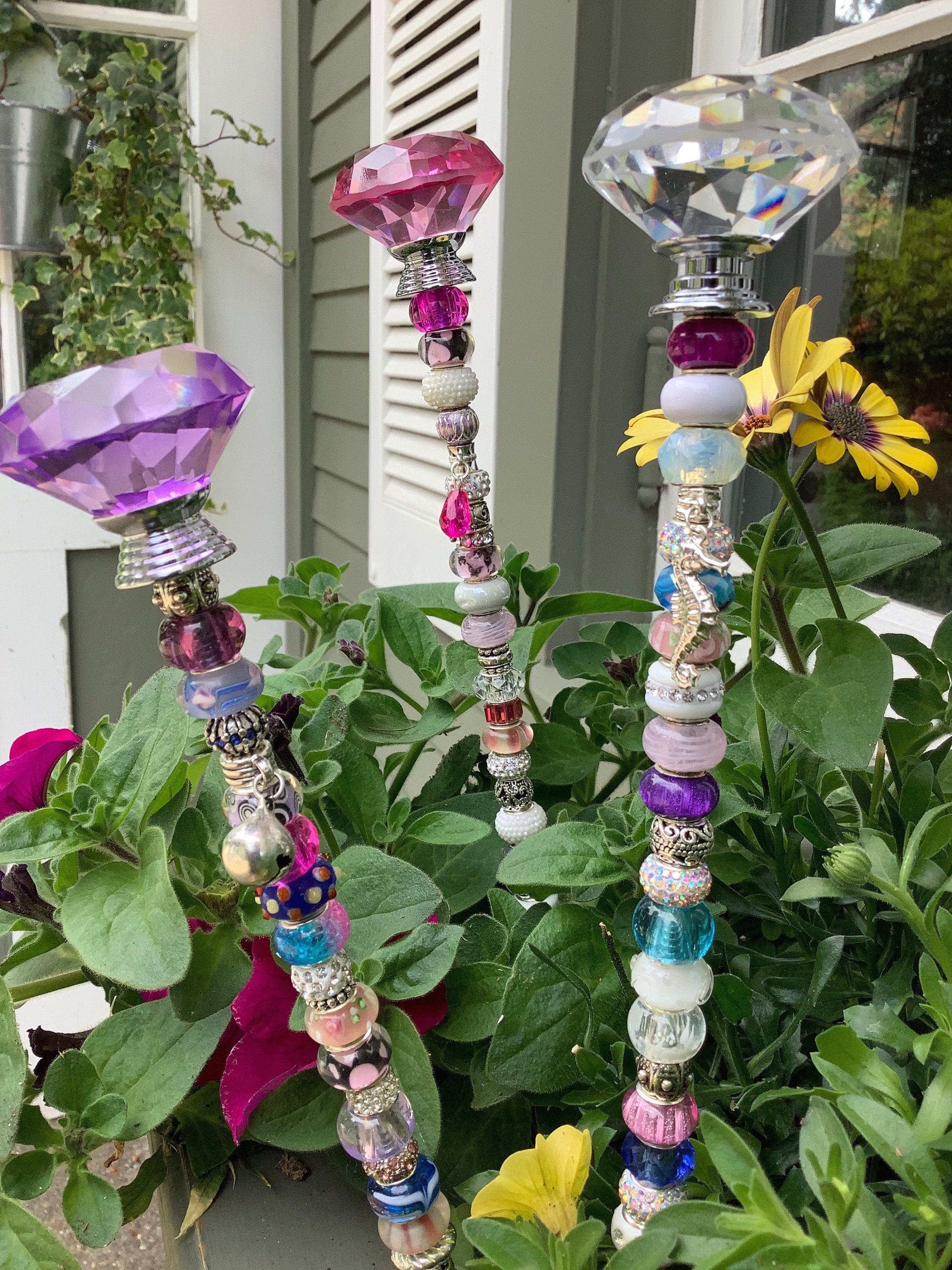 14' Beaded Fairy Garden Stakes | Etsy