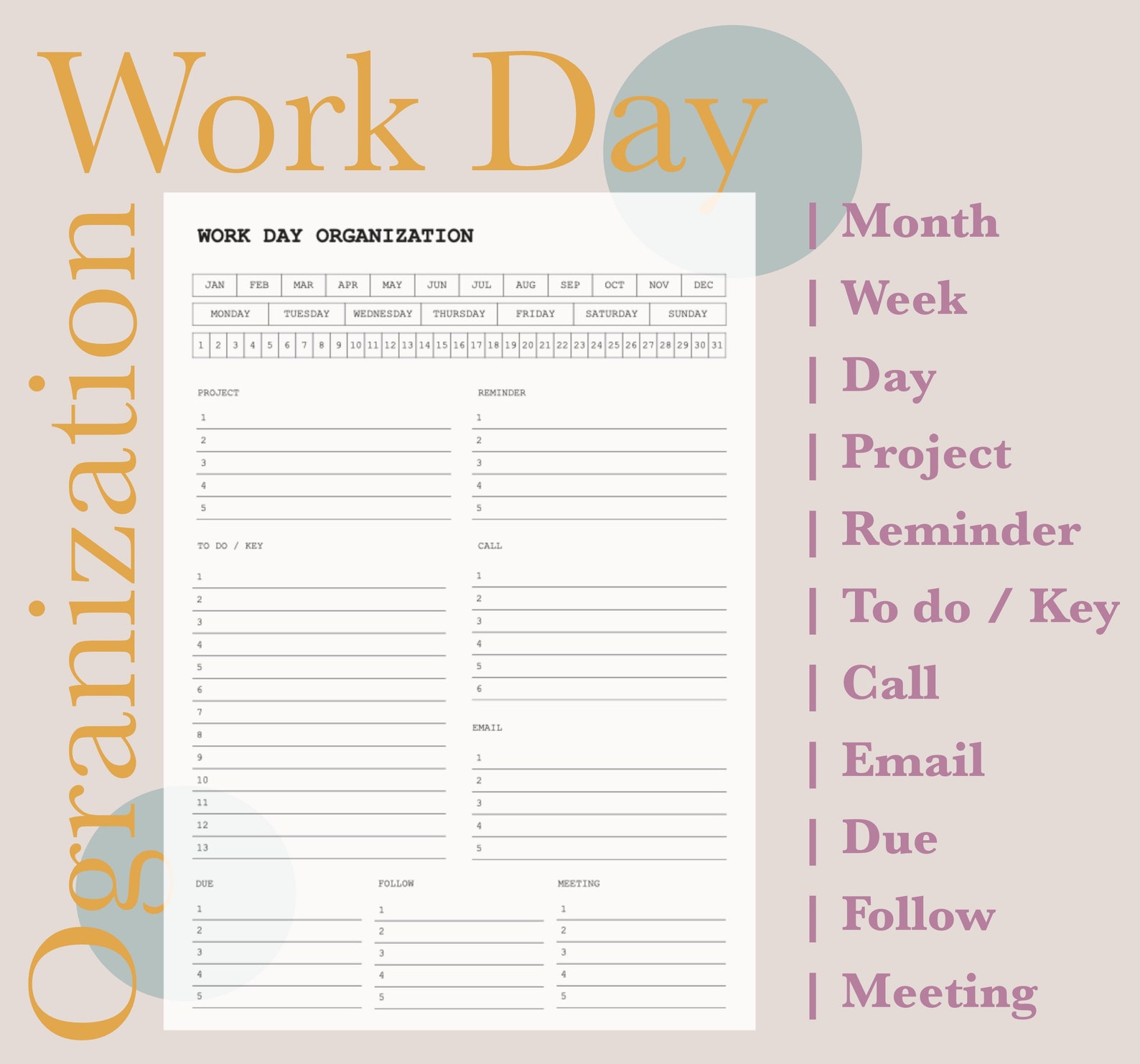 Productivity Planner Business Planner Work From Home - Etsy