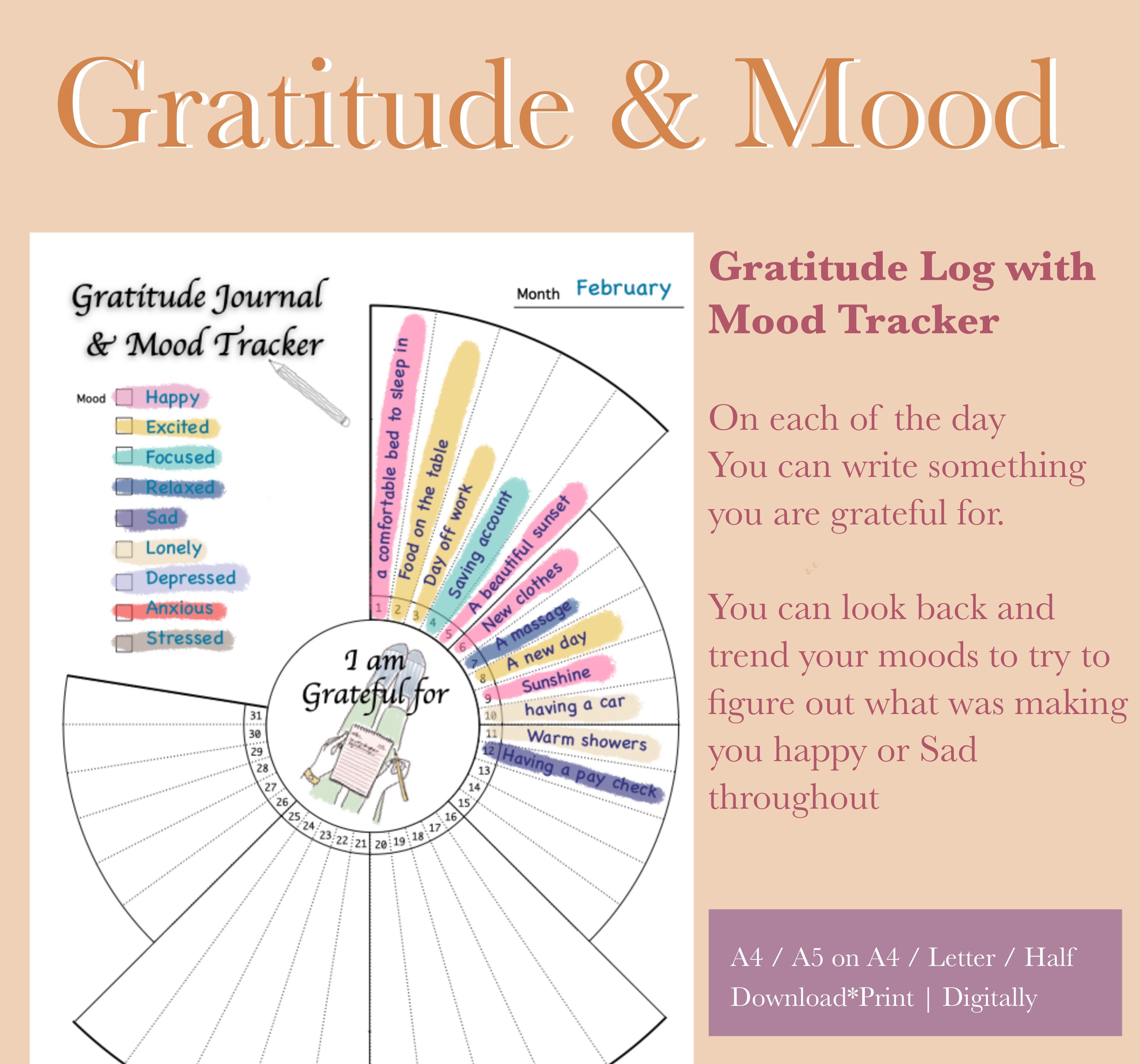 Paper & Party Supplies self-care gratitude journal printable Gratitude ...