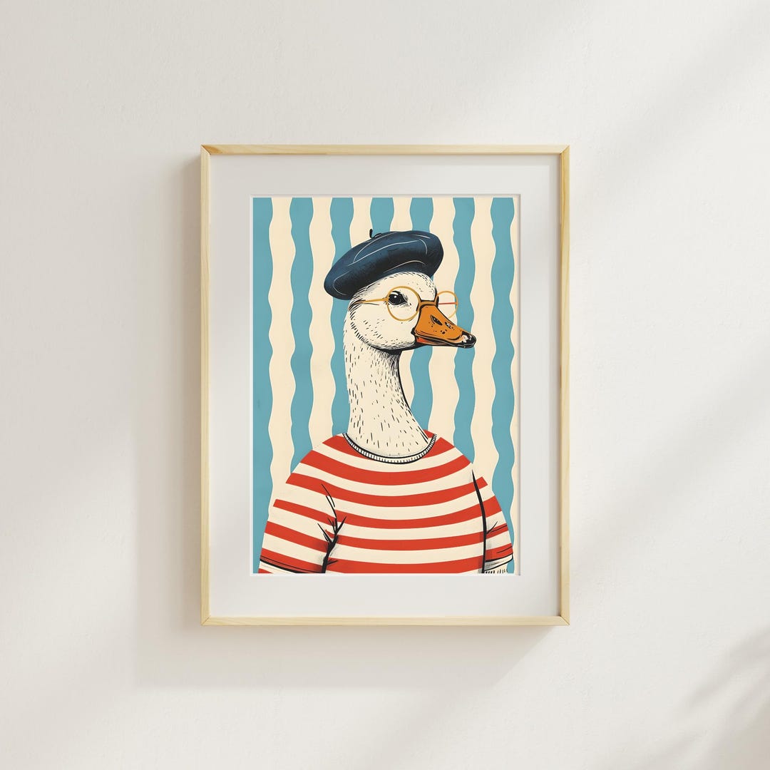 French Goose Print – Funny Animal Wall Art, Instant Digital Download - Etsy