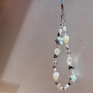 Cute Blue Pearl White Acubi Metal Clear Keychain - Silver Heart ...