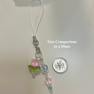 Cute Glass Bead Keychain Sterling Silver Purple Tulip Flower Pink ...