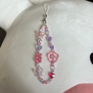 Cute Clear Hot Pink and Purple Phone Charm Keychain Strap Backpack ...