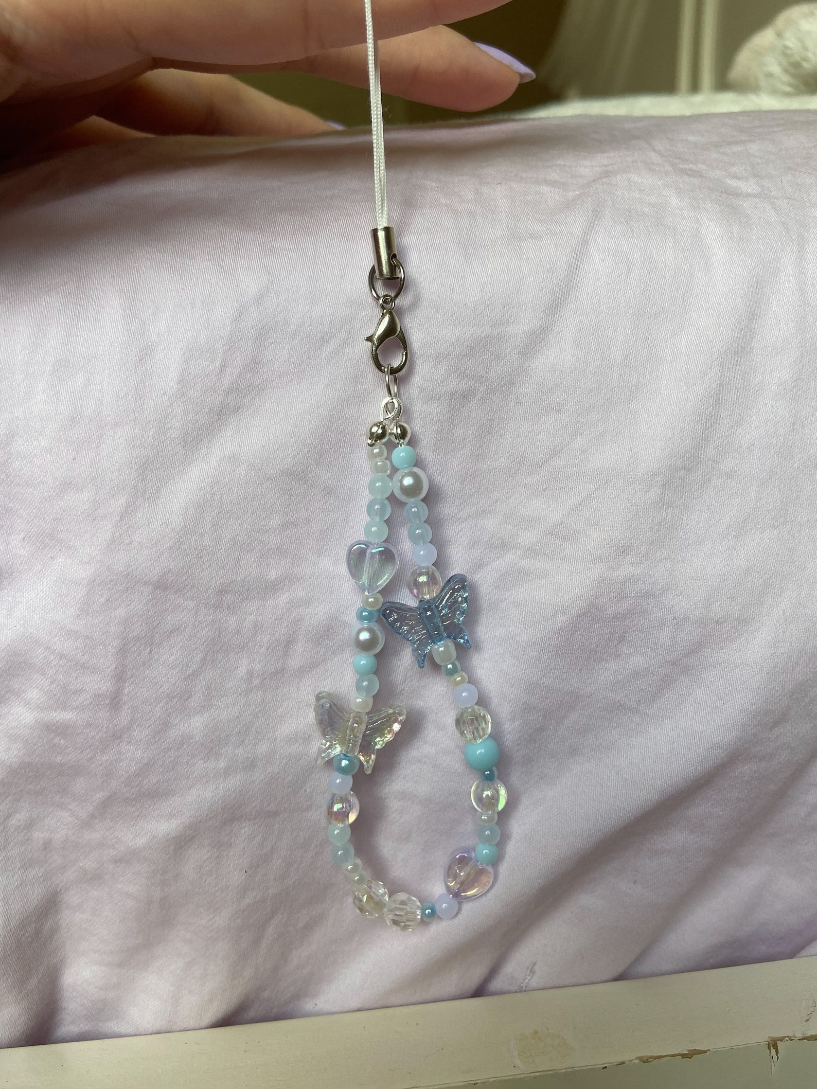 Cute Clear and Blue Phone Charm Keychain Strap Airpod Backpack - Etsy