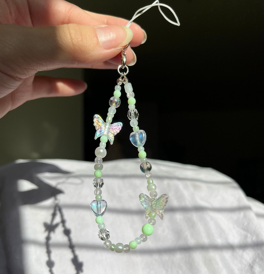 Cute Clear and Green Phone Charm Keychain Strap AirPod Backpack ...