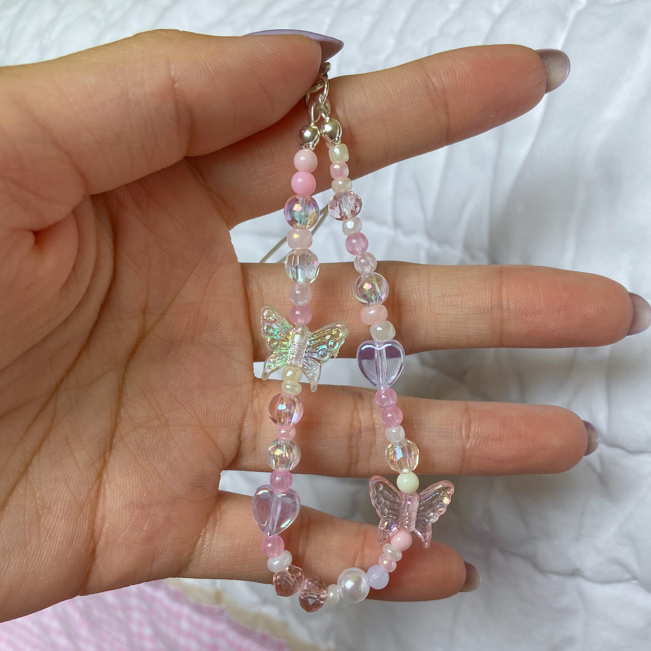 Cute Clear and Pink Phone Charm Keychain Strap Airpod Backpack - Etsy