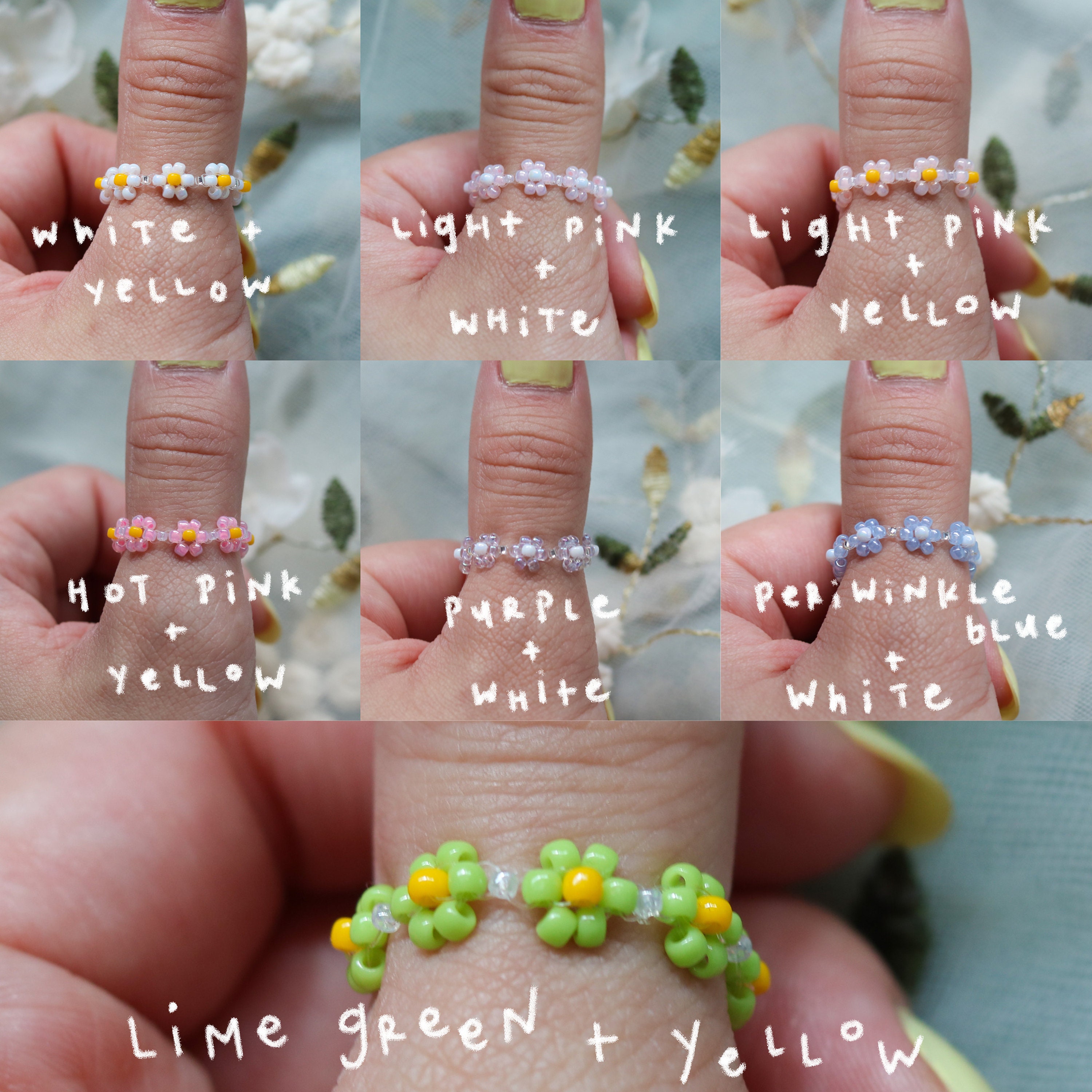 Dainty Handmade Stackable Beaded Ring Daisy Ring Flower | Etsy