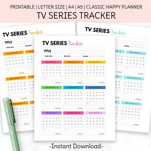 TV Show Tracker Printable, Planner Insert, Digital Insert for Goodnotes ...