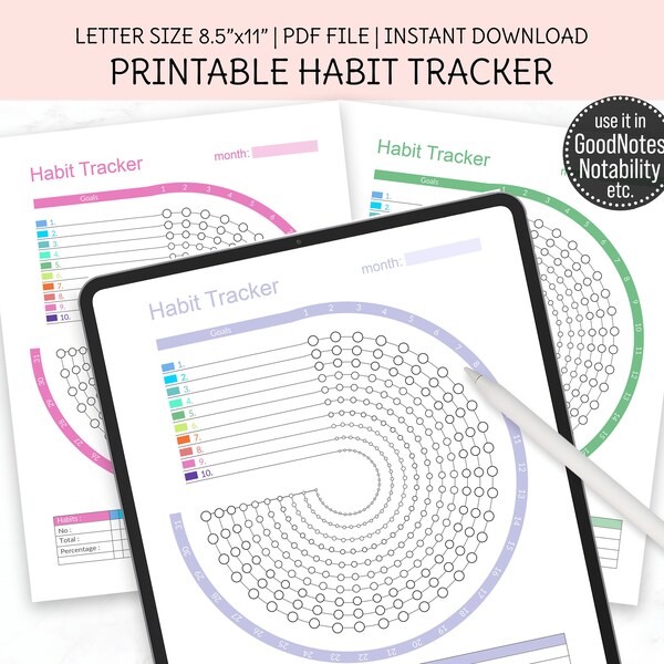 Monthly Coloring Habit Tracker - Etsy