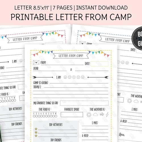 Printable Letter From Camp Summer Camp Stationery for Boys - Etsy