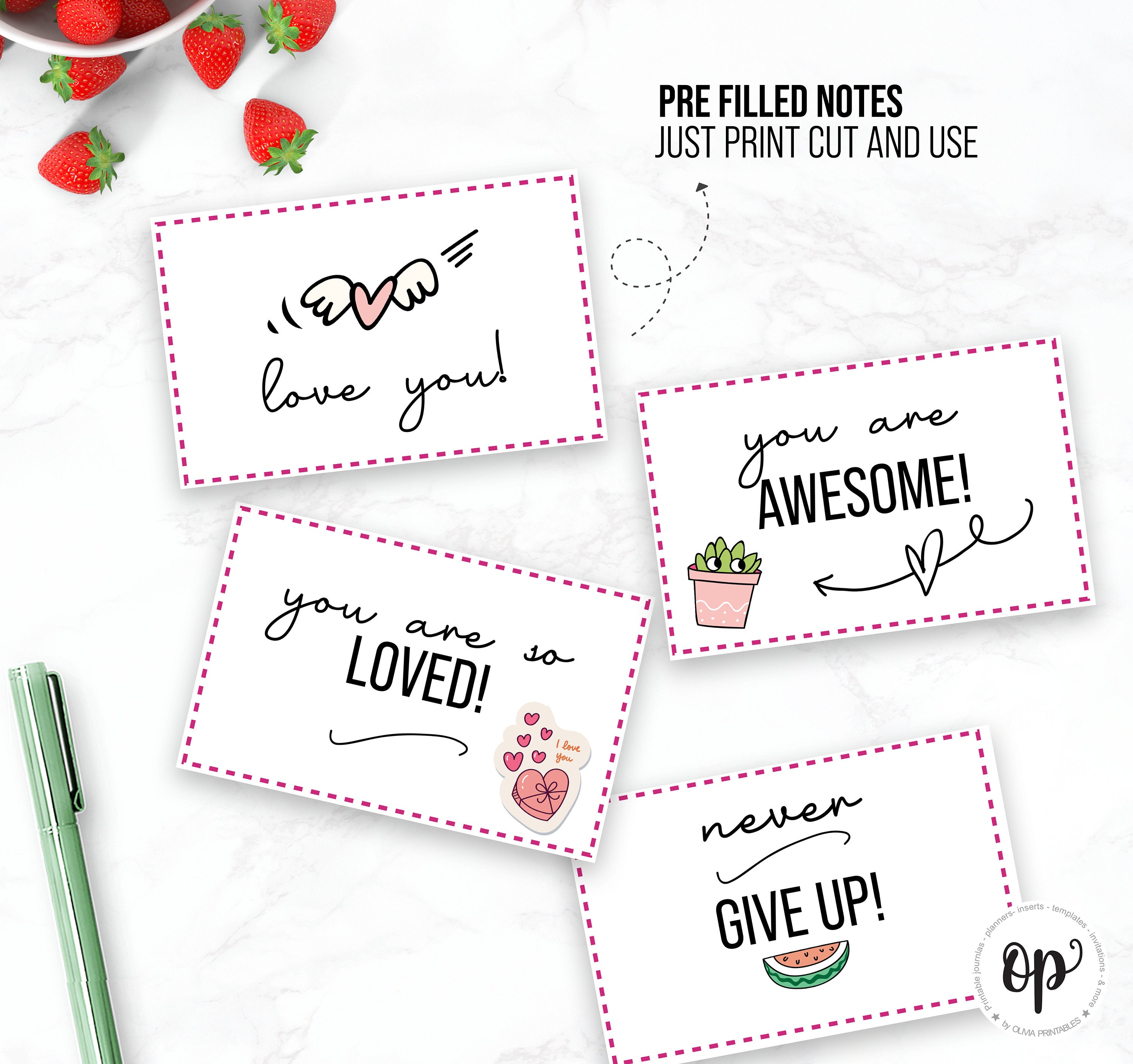 Printable Love Notes , Kid's Lunch Box Cards , Encouragement Cards ...