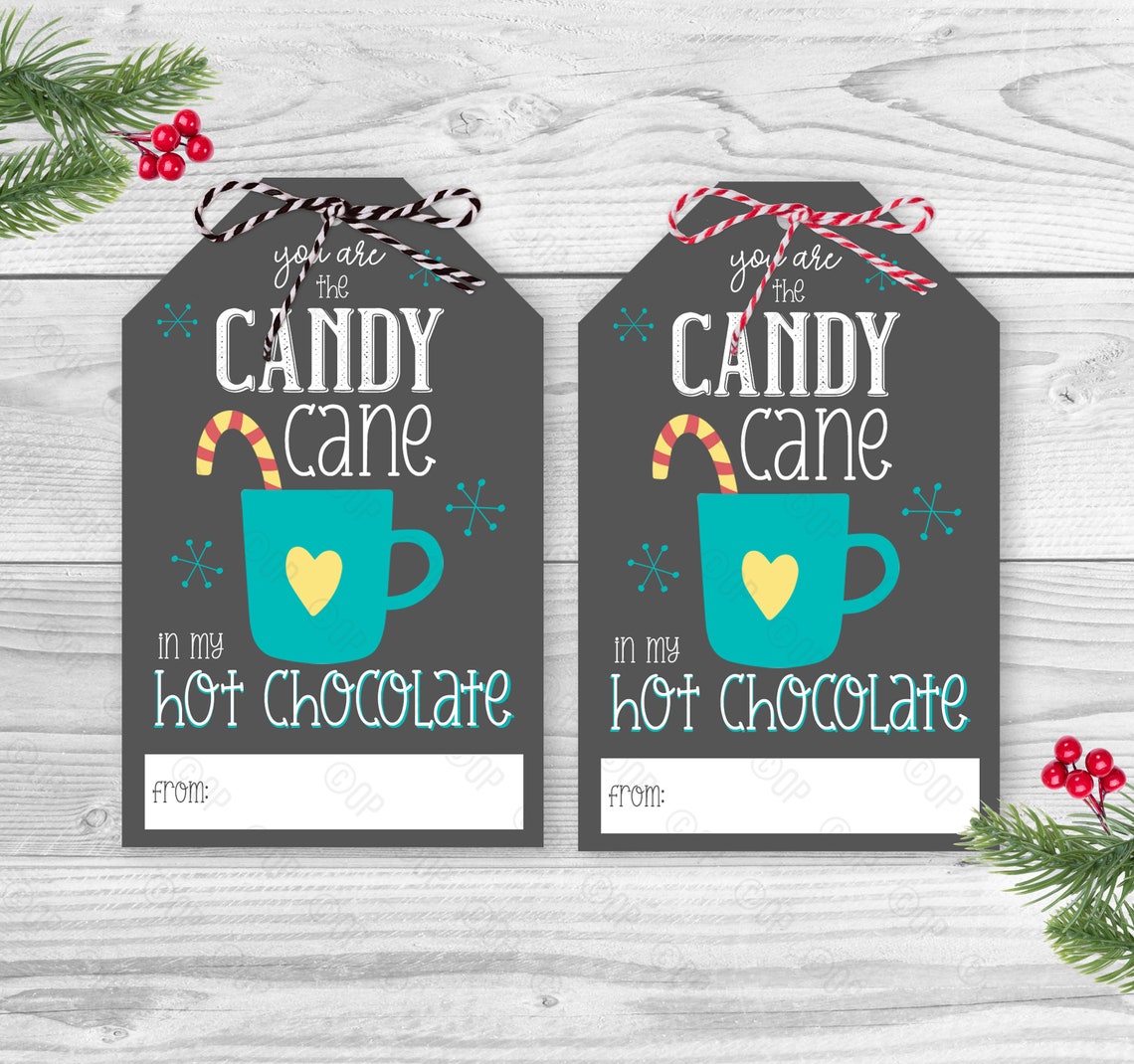 PRINTABLE Holidays Gift Tags, Christmas Hot Chocolate and Candy Cane ...
