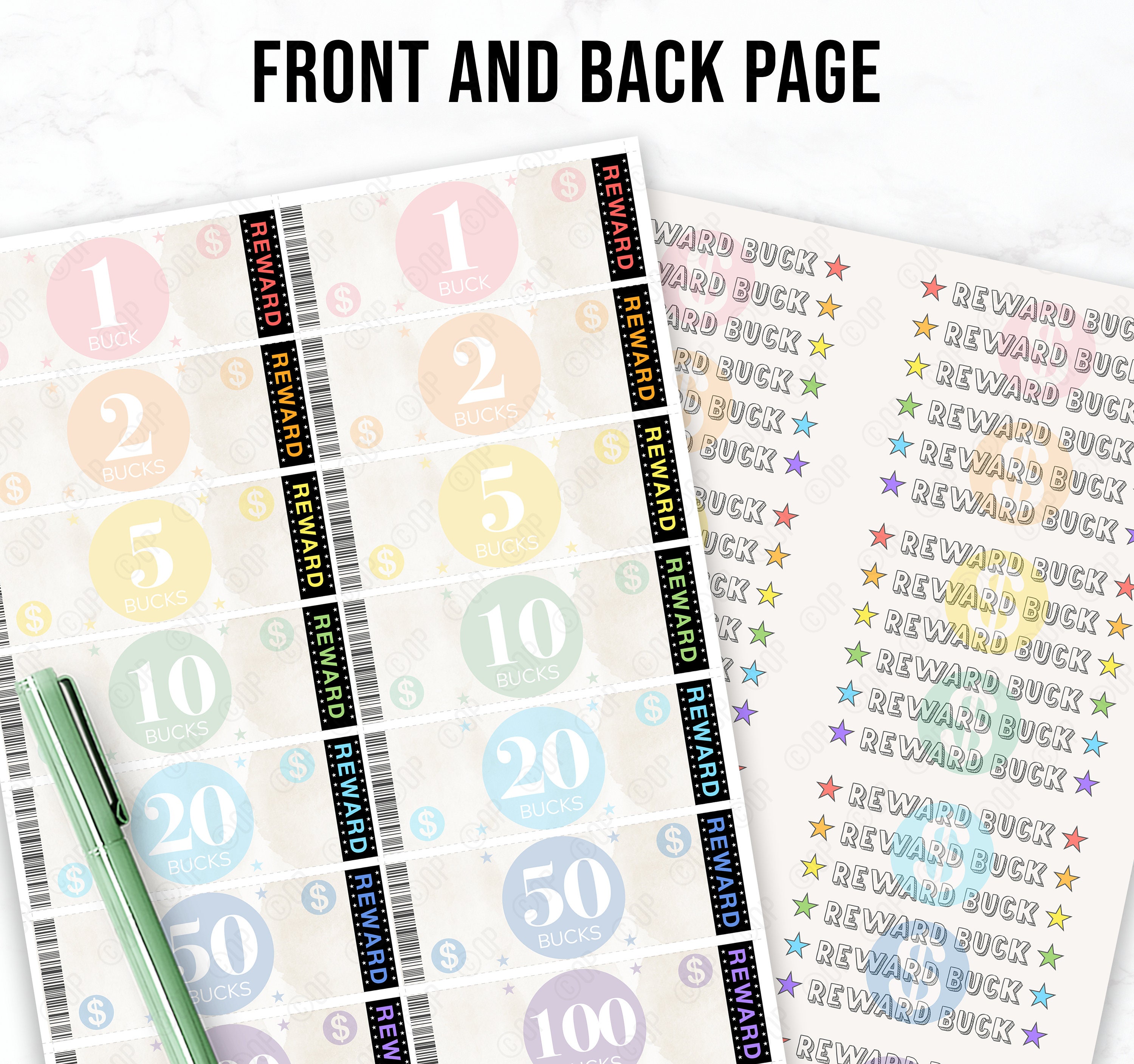PRINTABLE Kids Reward Bucks System, Editable Reward Chart, Reward ...
