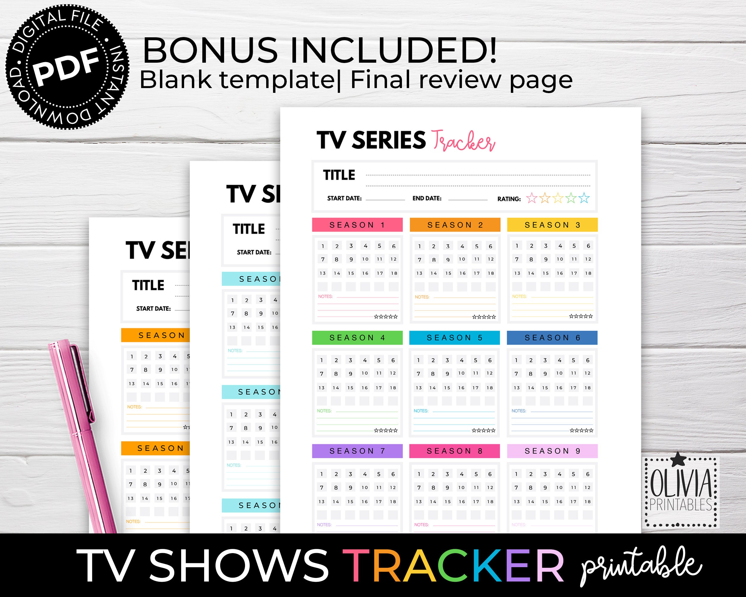 TV Series Tracker Printable TV Show Notes Episode Logbook | Etsy