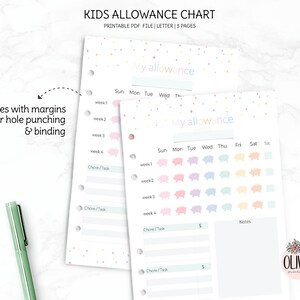 Kids Allowance Chart, Printable Template, Editable Allowance Tracker ...