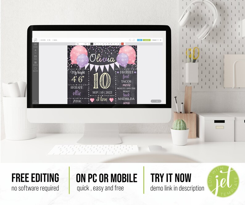 EDITABLE Birthday Sign Girl Birthday Decoration Chalkboard - Etsy