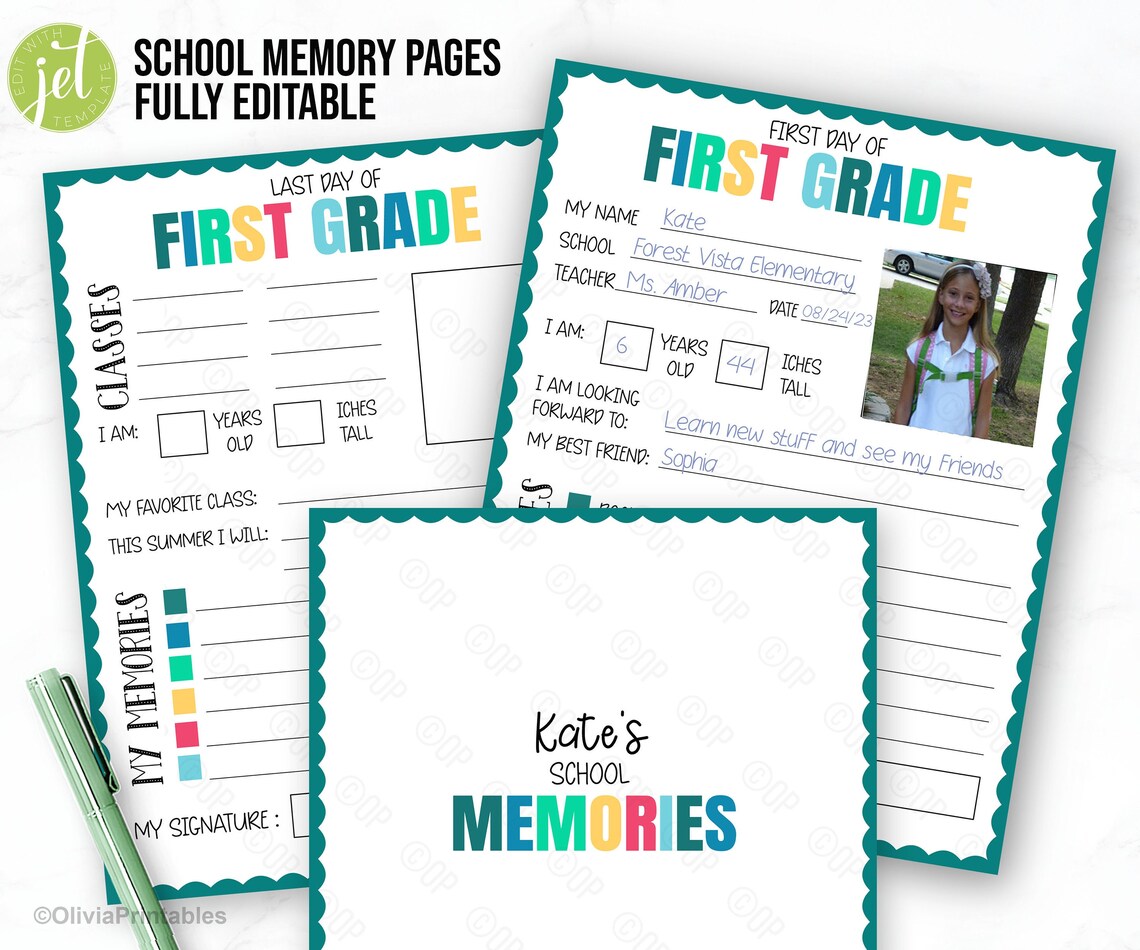 EDITABLE First and Last Day of School, All About Me, School Memory Book ...