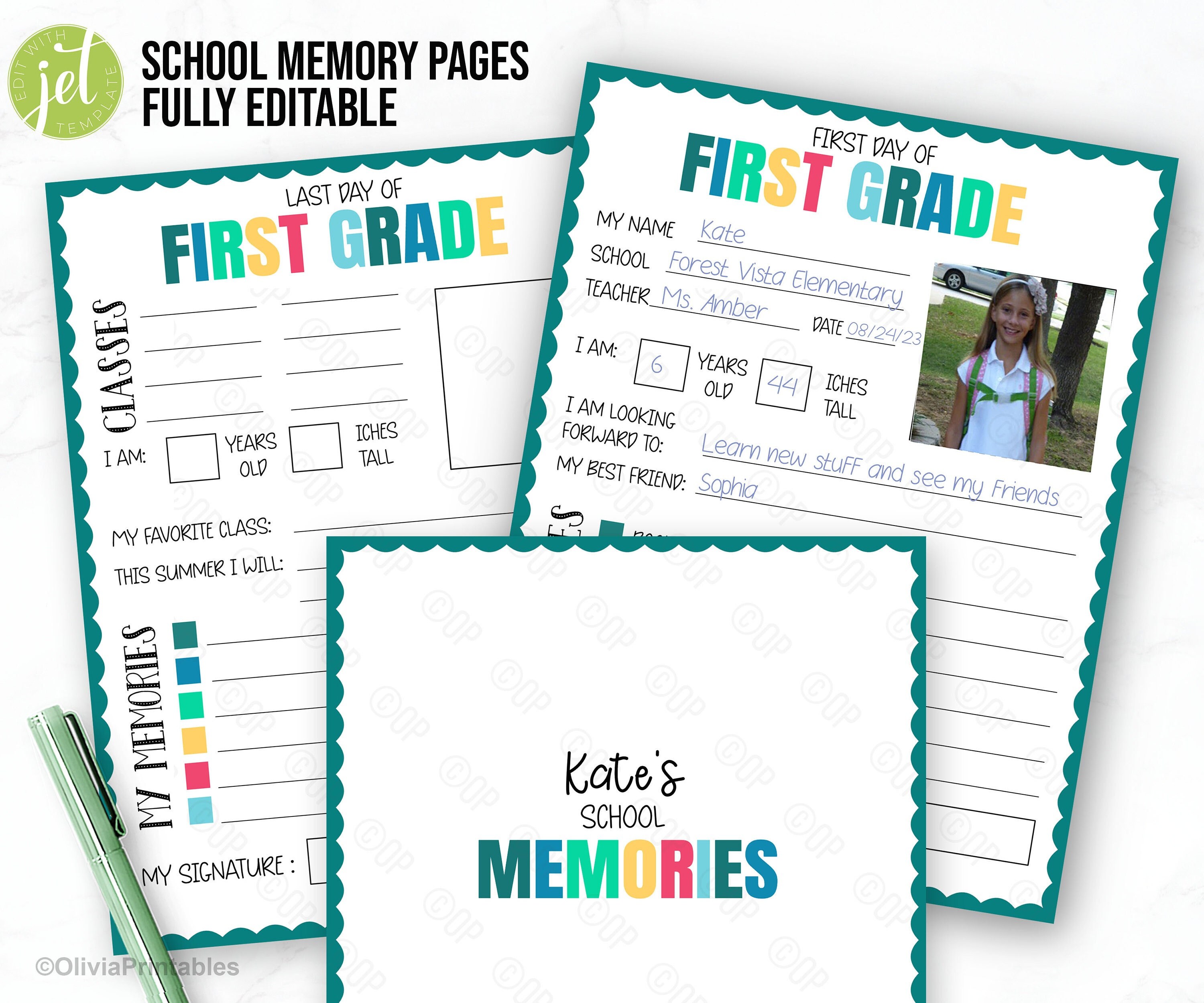 EDITABLE First and Last Day of School, All About Me, School Memory Book ...