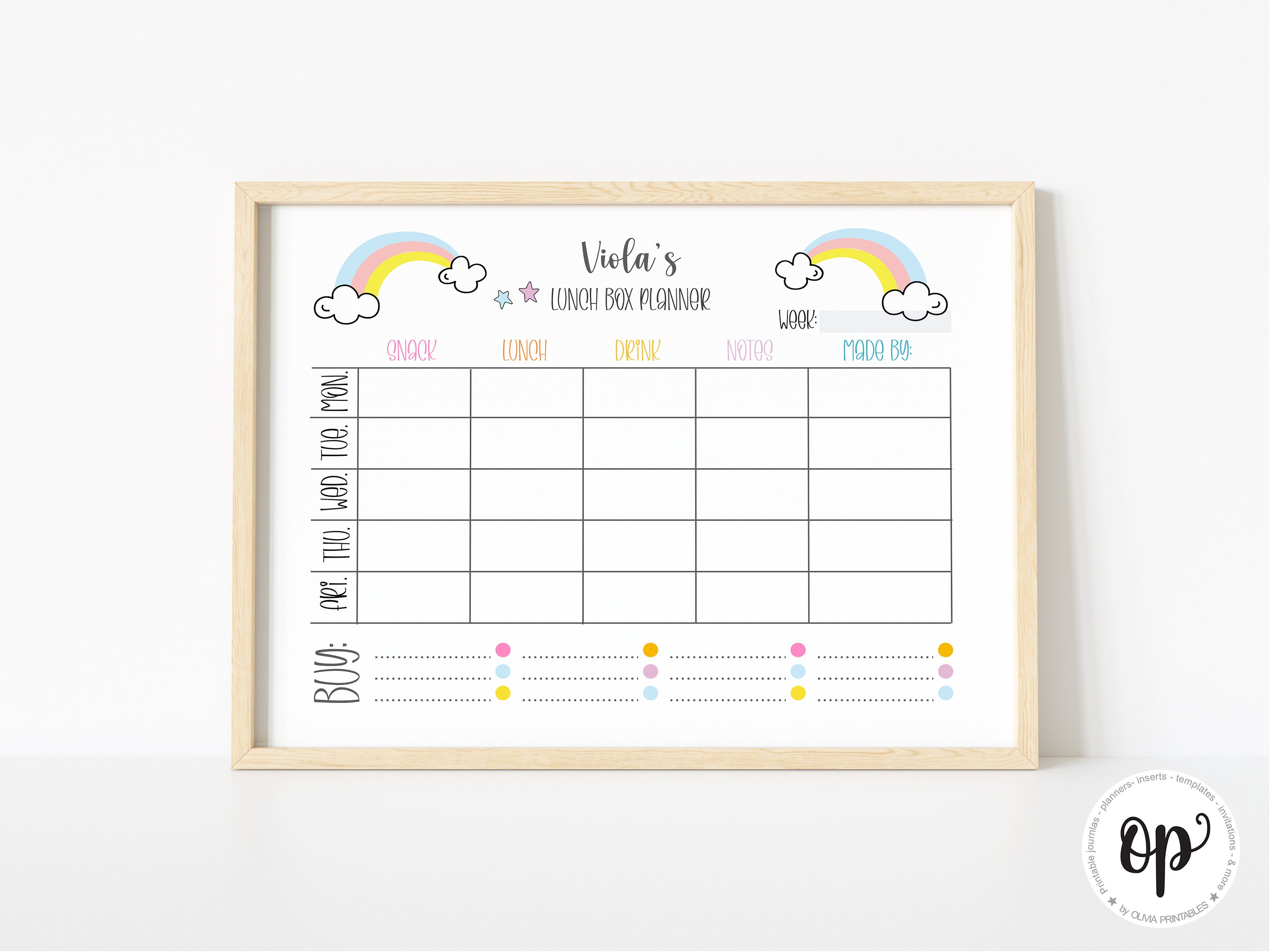 Printable Lunch Box Template, Meal Planner, Menu Planning, Lunch Box ...