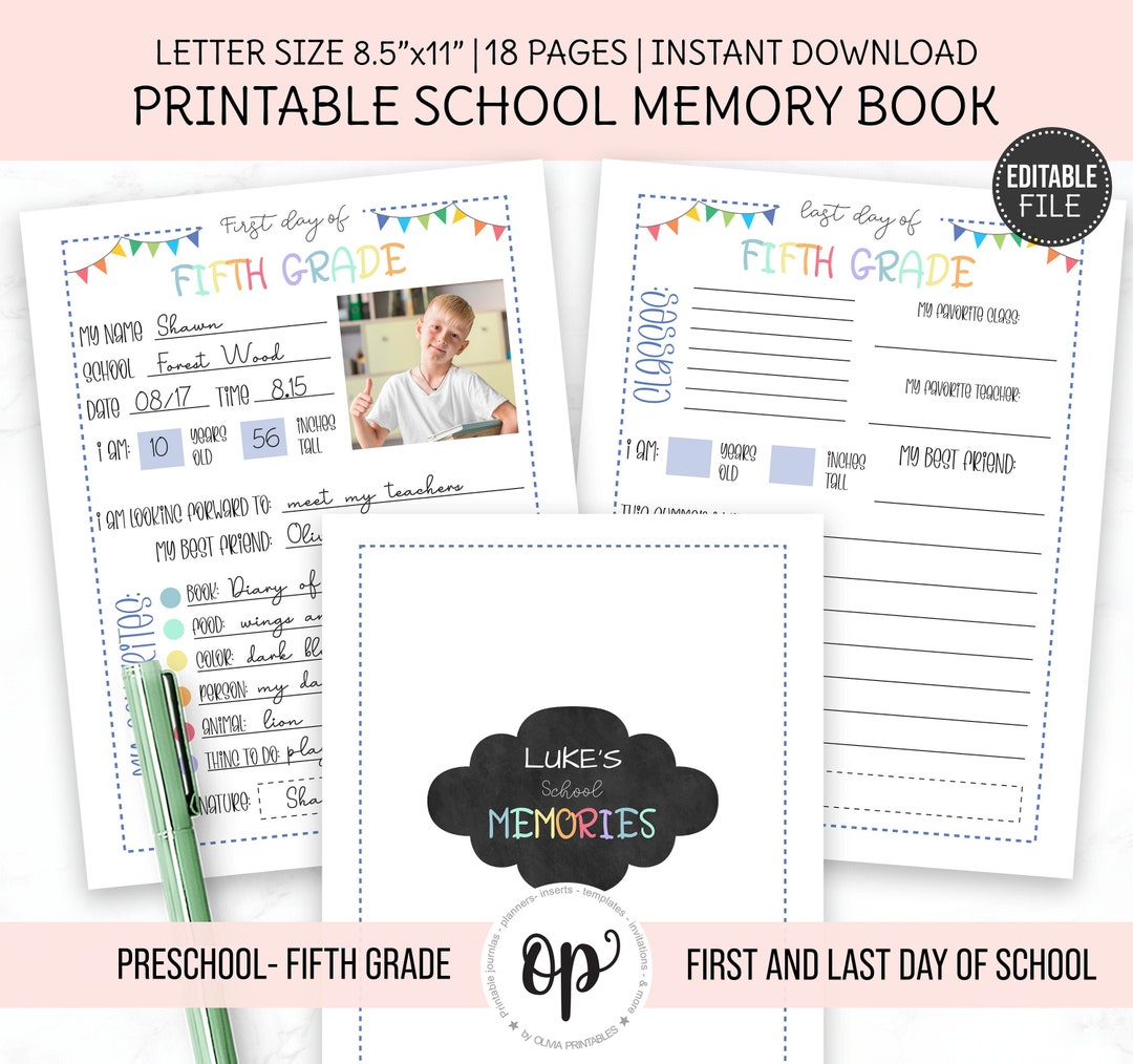 Printable Back to School Interview, Kid’s First and Last Day of School ...