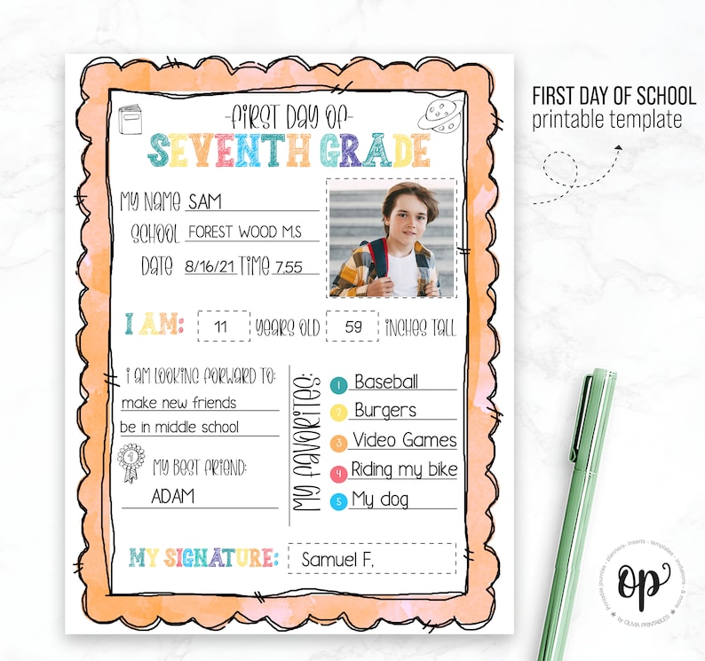 PRINTABLE School Memory Book, 6th-12th Grade, Middle School, High ...