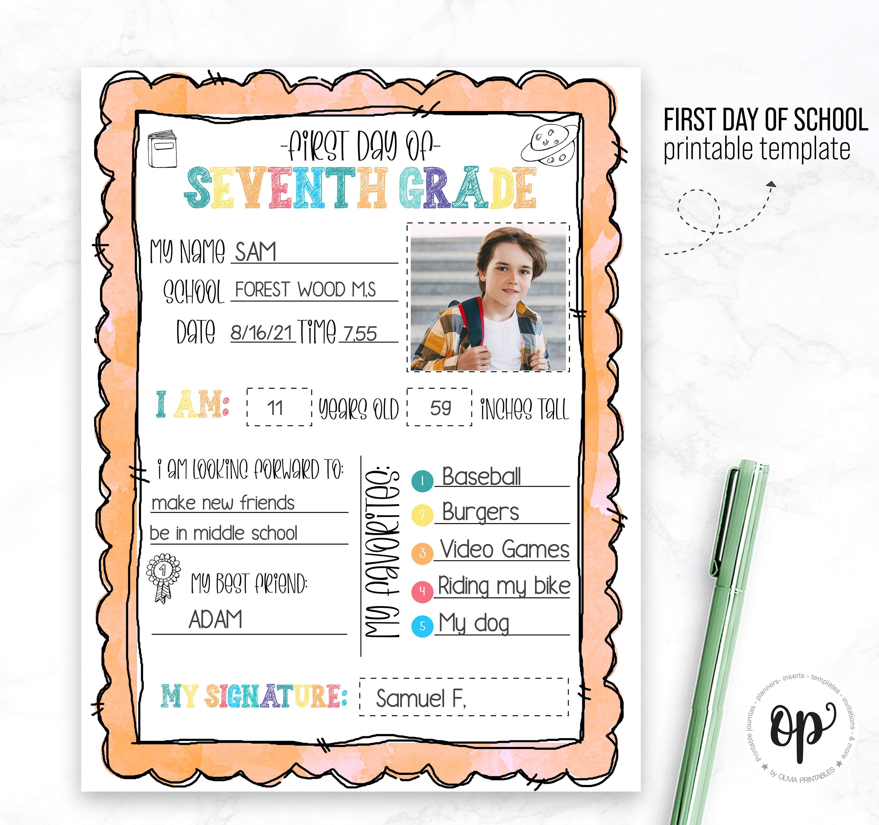 PRINTABLE School Memory Book, 6th-12th Grade, Middle School, High ...