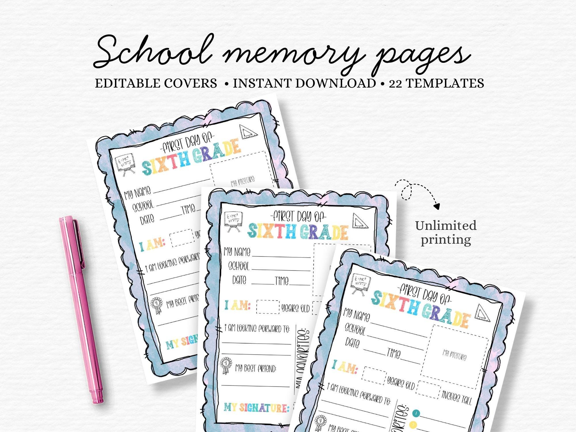PRINTABLE School Memory Book, 6th-12th Grade, Middle School, High ...