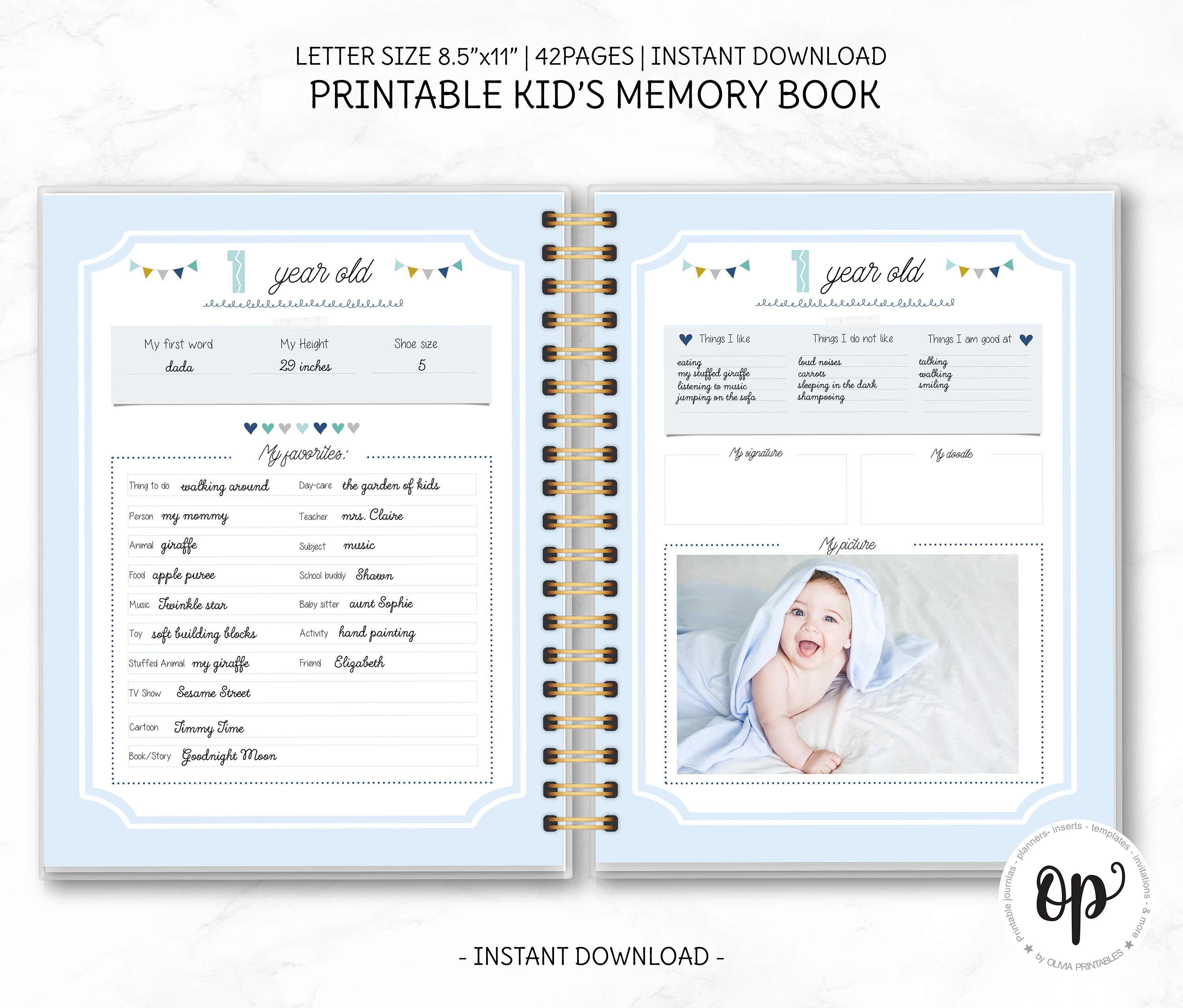 PRINTABLE Kids Memory Book Kids Birthday Interview All About - Etsy